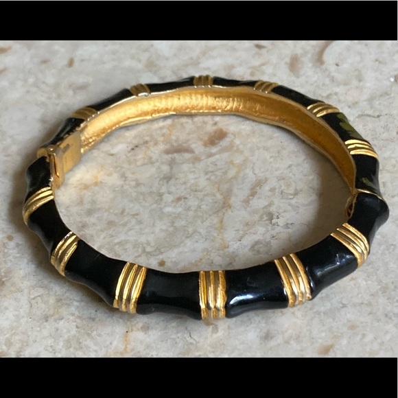 Kenneth Jay Lane | Jewelry | Kenneth Lane Black Gold Tone Enamel Hinge ...